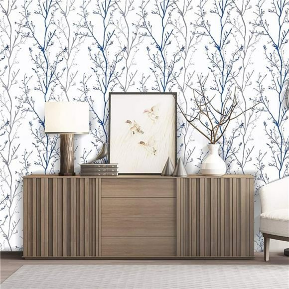 Wall Decor | Gray Blue Tree Branches Peel And Stick Wallpaper 1771 X ...